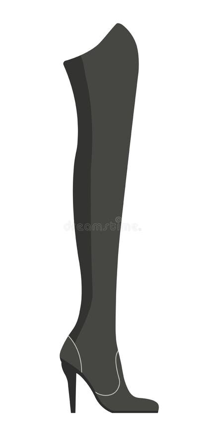 Female Jackboot on Thin Stiletto Made of Black Suede Stock Vector ...