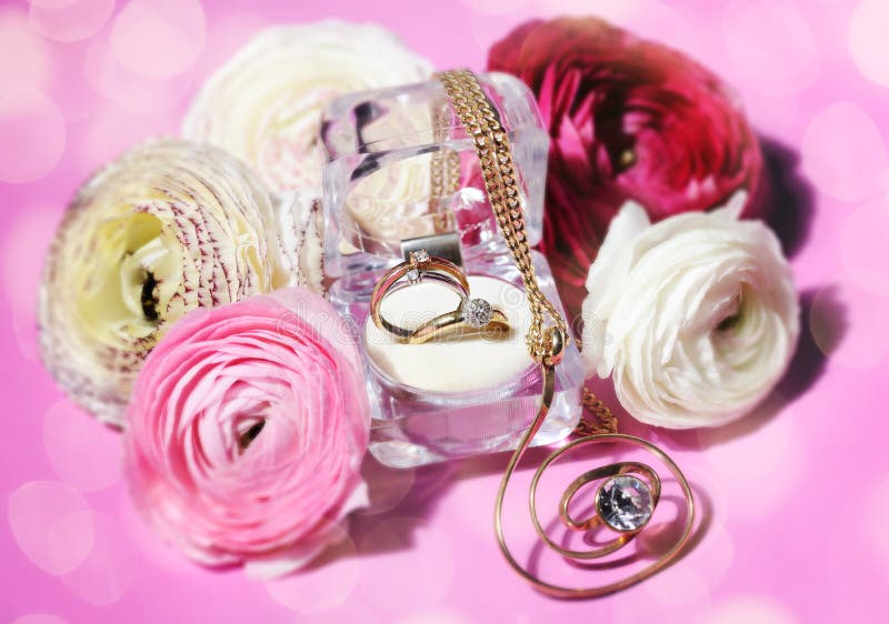Female jewelry stock photo. Image of pink, chain, flowers - 67944412