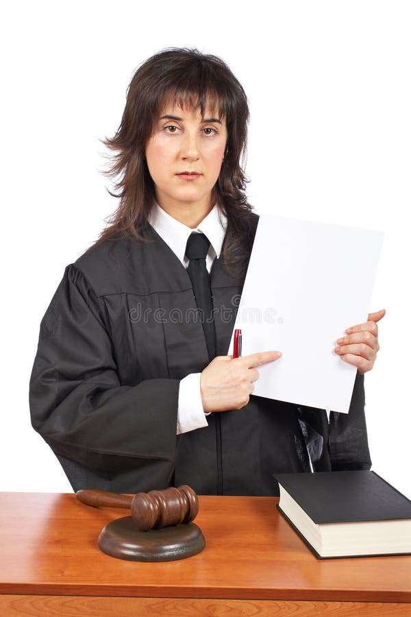 Female Judge Sign To Blank Court Order Stock Photo - Image of display ...