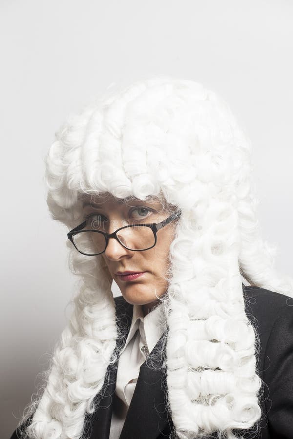 Female Judge Wearing a Wig with Eyeglasses Stock Image - Image of ...
