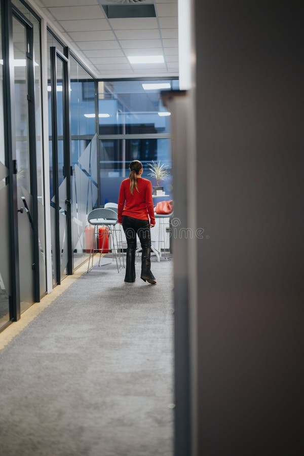 Female Junior Employee Preparing To Leave the Office after Work. Stock ...