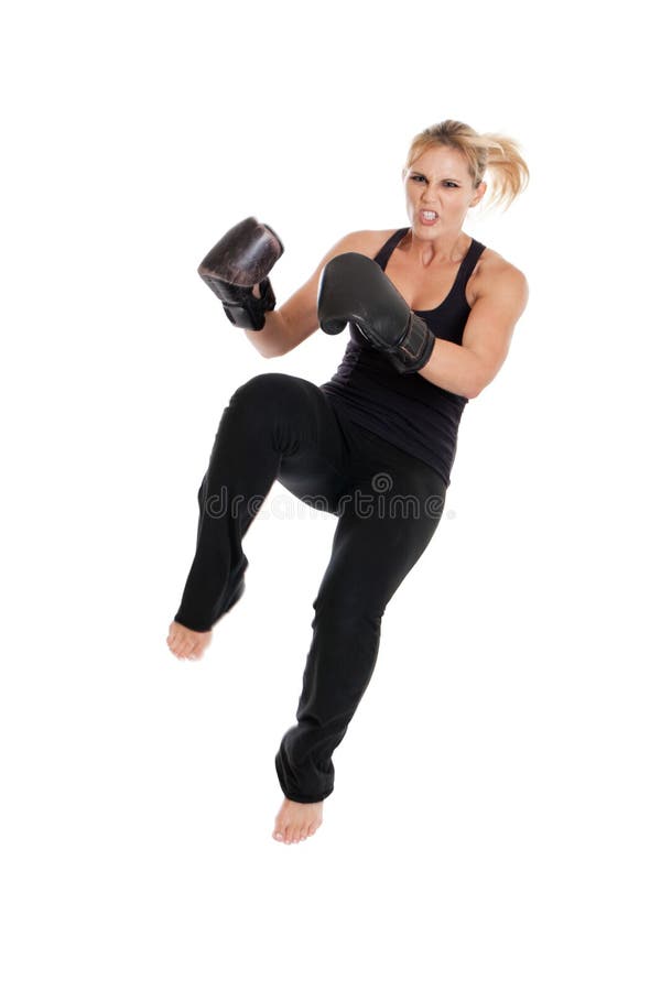 Female kickboxer stock photo. Image of legs, intense - 23021068