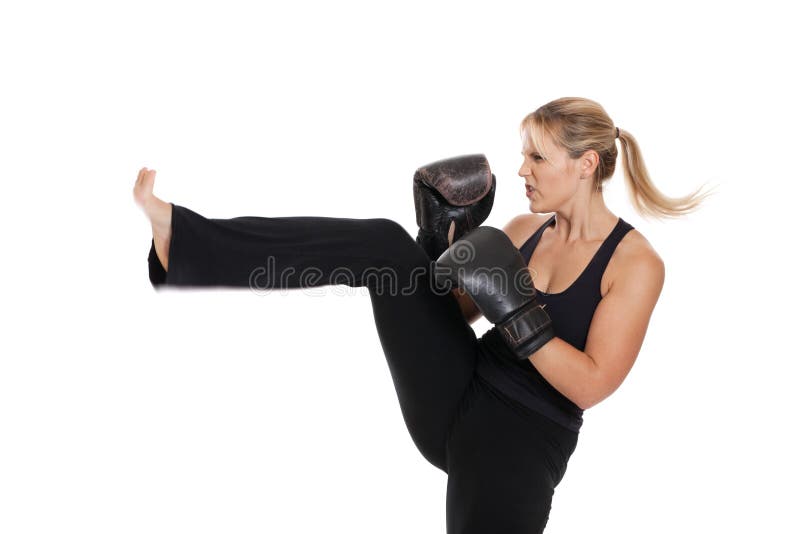 Female Kickboxer Poses at a Ring Stock Image - Image of punch, fight ...