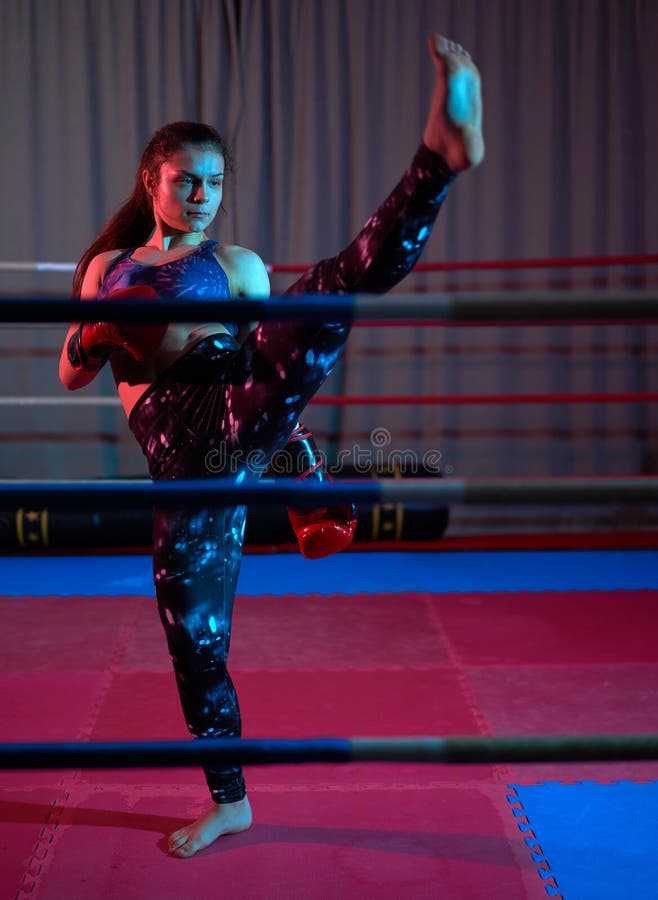 Female kickboxer training stock photo. Image of health - 173720648