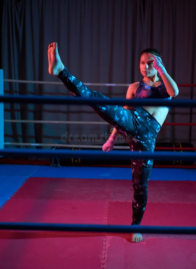 Female kickboxer training stock photo. Image of boxing - 173720662
