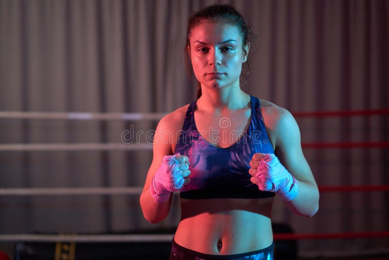 Female kickboxer training stock image. Image of people - 173721343