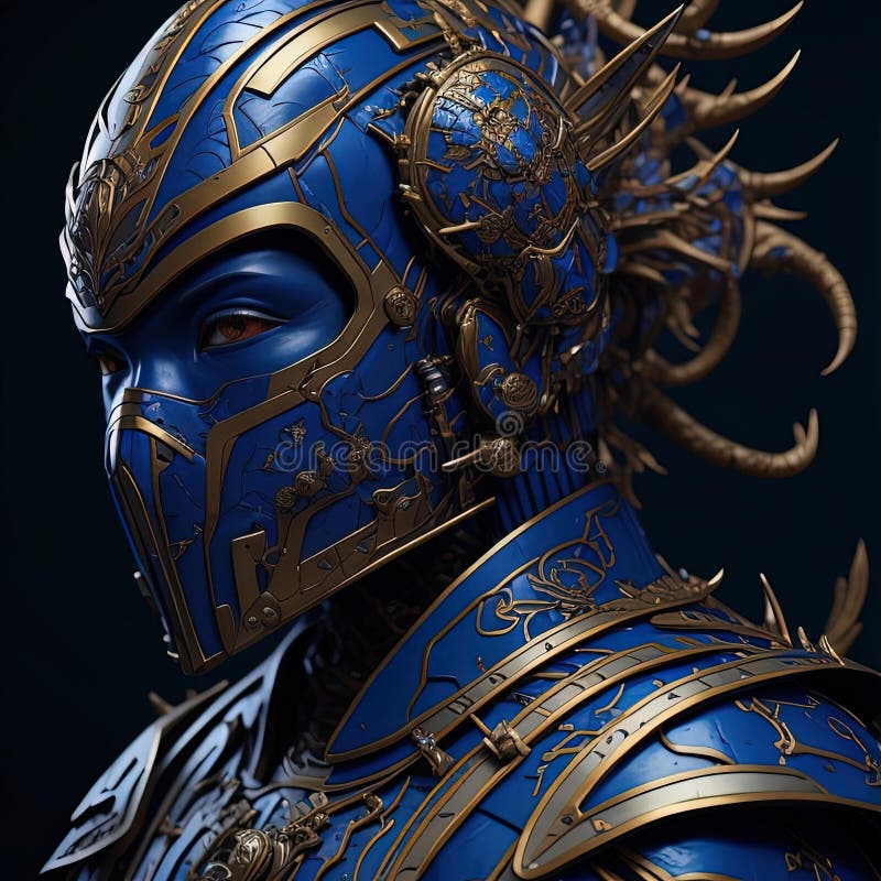 A Female Knight in Blue Armor with Metal Spikes. Generative Ai Stock ...