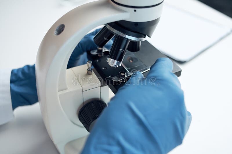 Microscope Lab Diagnostics, Microscope Lens Close Up Stock Photo ...