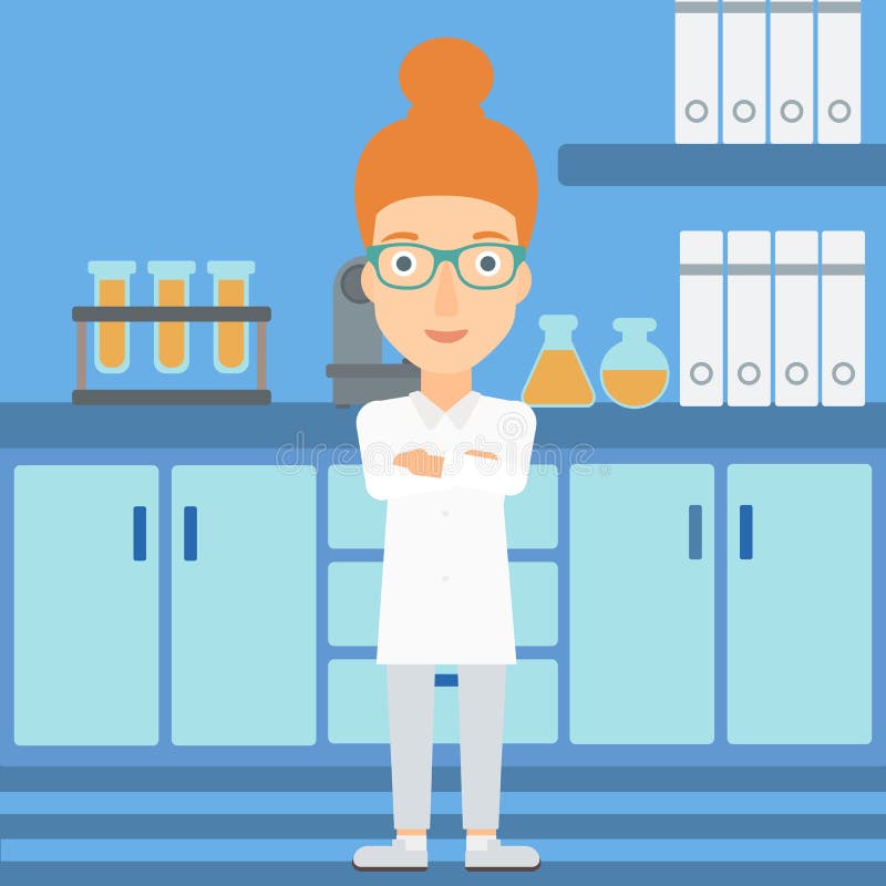Female Laboratory Assistant. Stock Vector - Illustration of laboratory ...