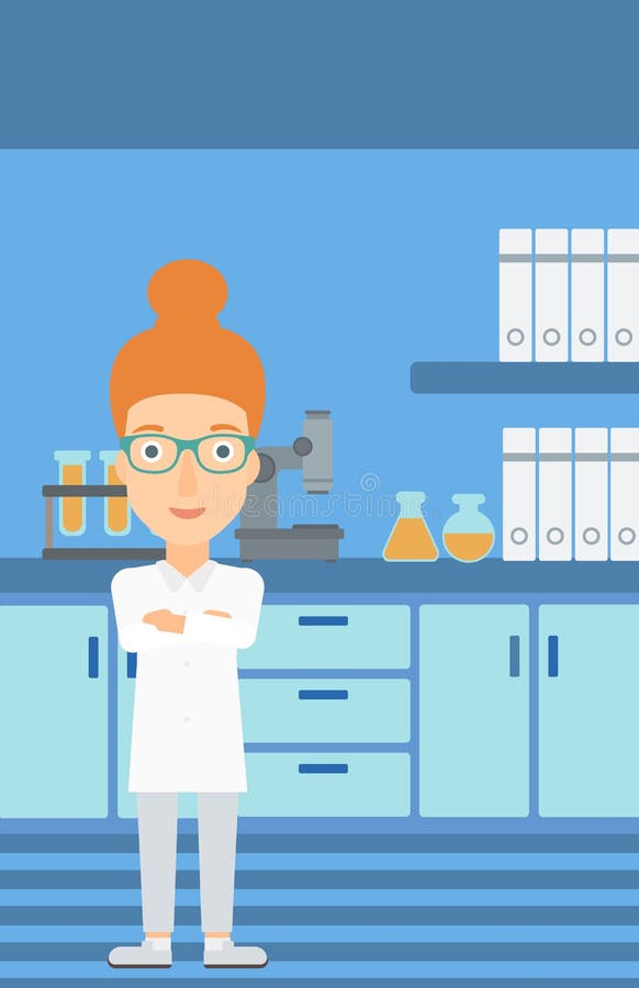 Female Laboratory Assistant. Stock Vector - Illustration of laboratory ...