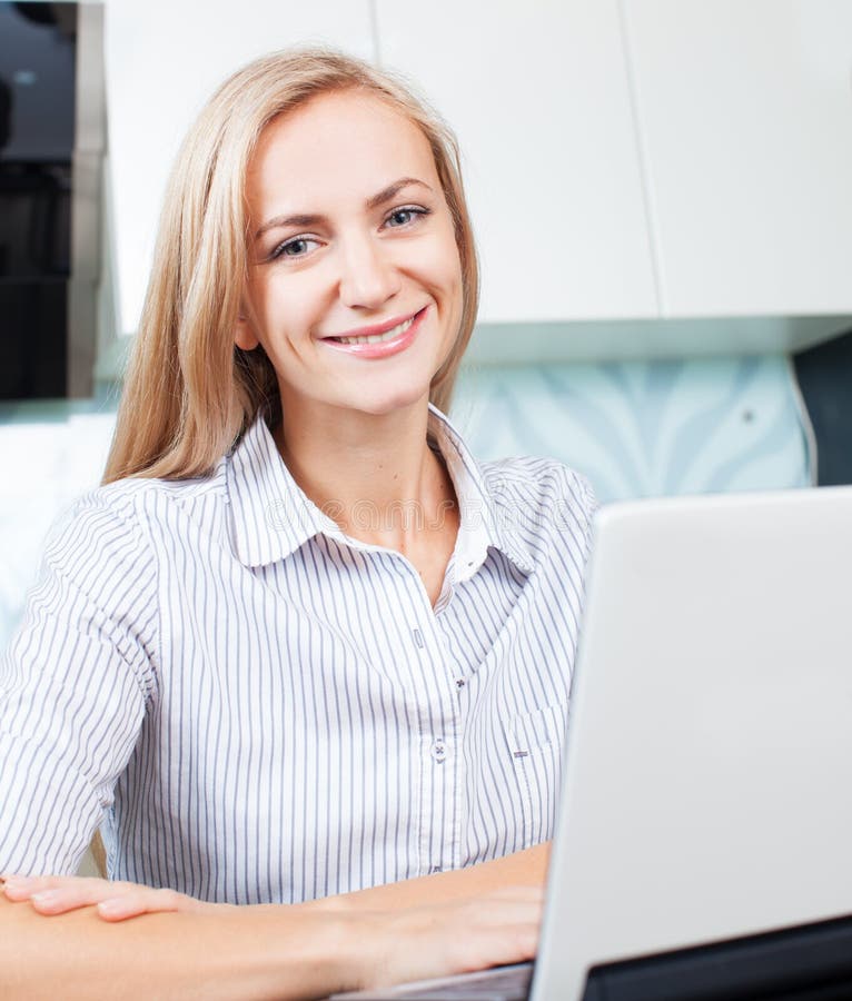 Female with laptop stock photo. Image of lifestyle, hair - 37116962