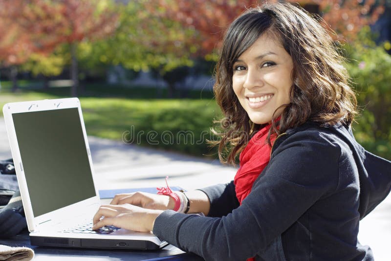 Female Latino College Student on Campus Stock Image - Image of mexican ...