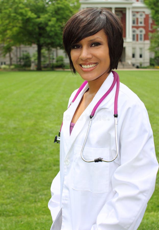 Female Latino Student Doctor on College Campus Stock Image - Image of ...