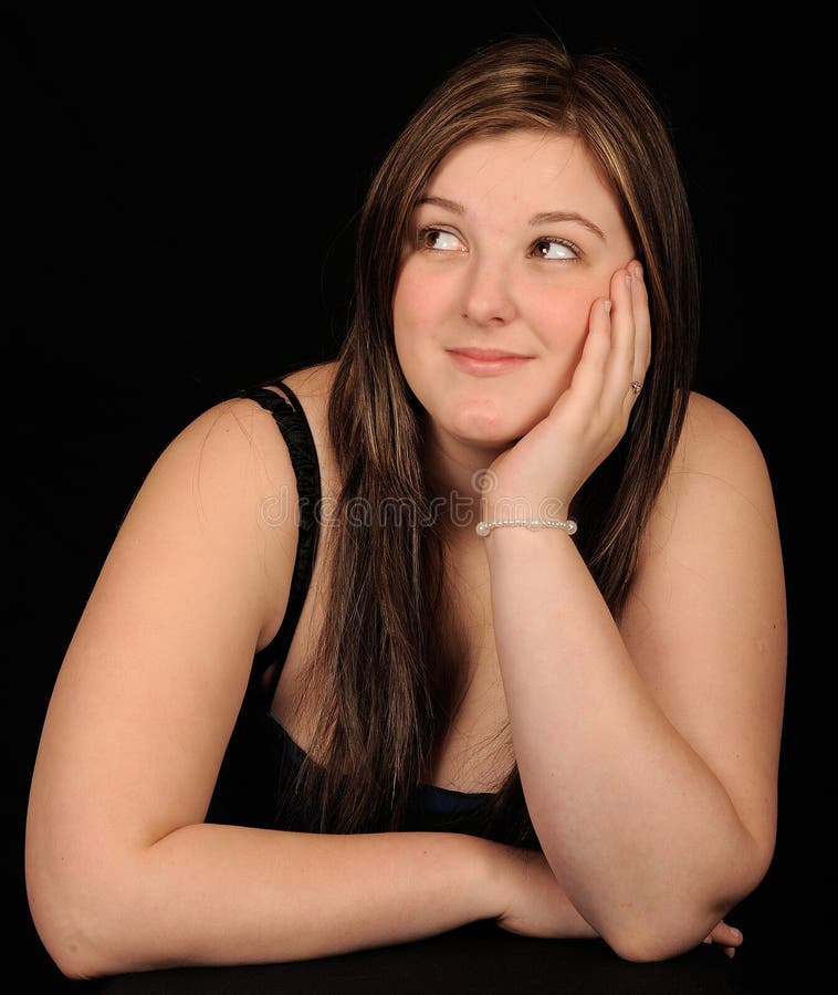 Female leaning on hand stock photo. Image of portrait - 8659954