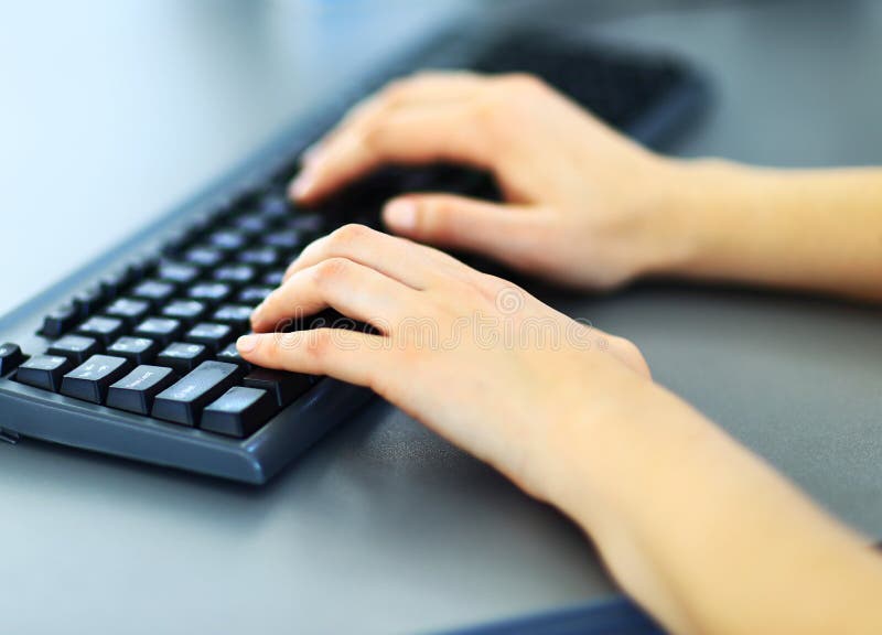 Female Learner Typing on the Keyboard Stock Image - Image of business ...