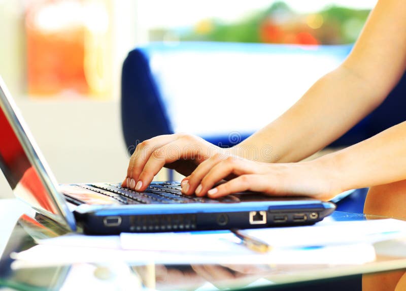 Female Learner Typing on the Laptop Keyboard Stock Photo - Image of ...