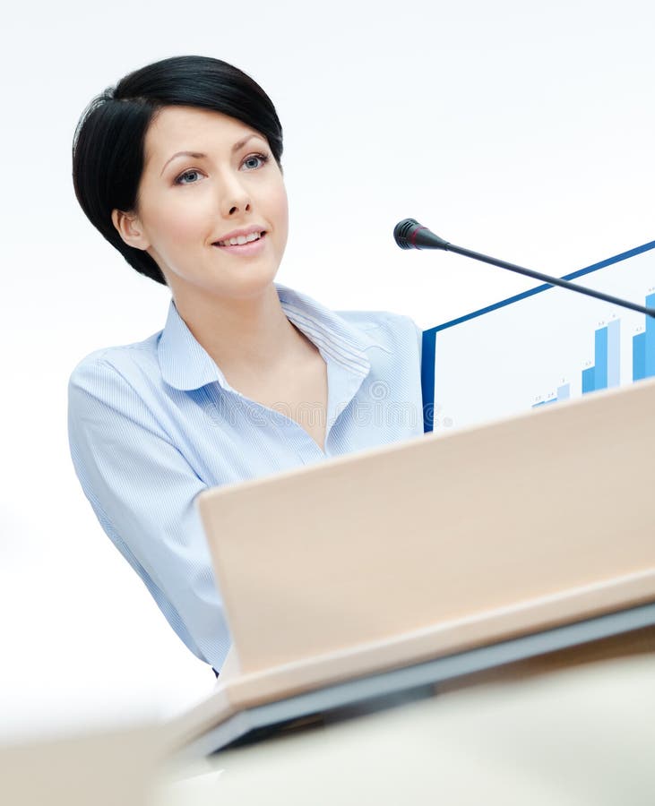 Female Lecturer at the Podium Stock Photo - Image of female ...