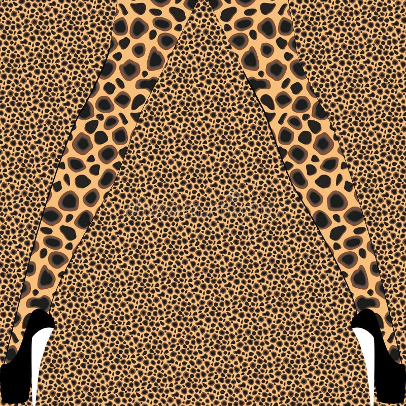 Female Legs With Animal Print Pattern Tights On Leopard Background ...