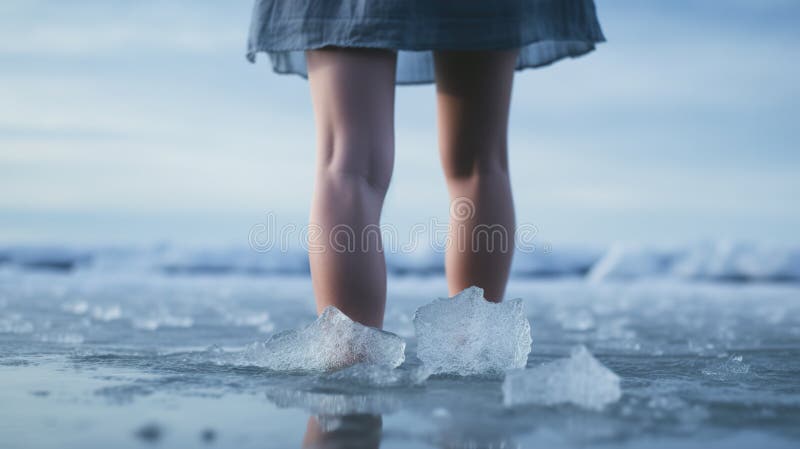 Female Legs in Ice Water. Generative AI Stock Illustration ...