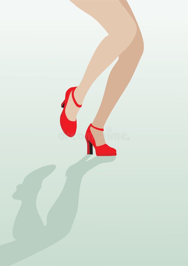 Hand Drawn Beautiful Red Shoes with High Heels. Fashion Accessories ...
