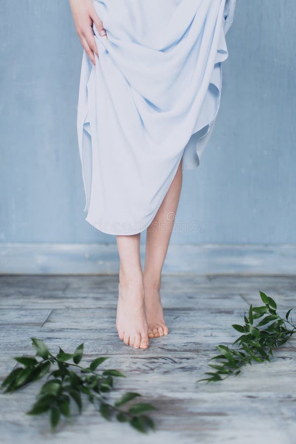 Female Legs and Spring Green Branches Stock Image - Image of female ...