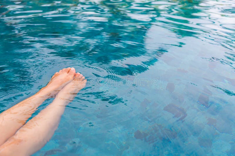 Female Legs in the Swimming Pool Stock Image - Image of relax ...