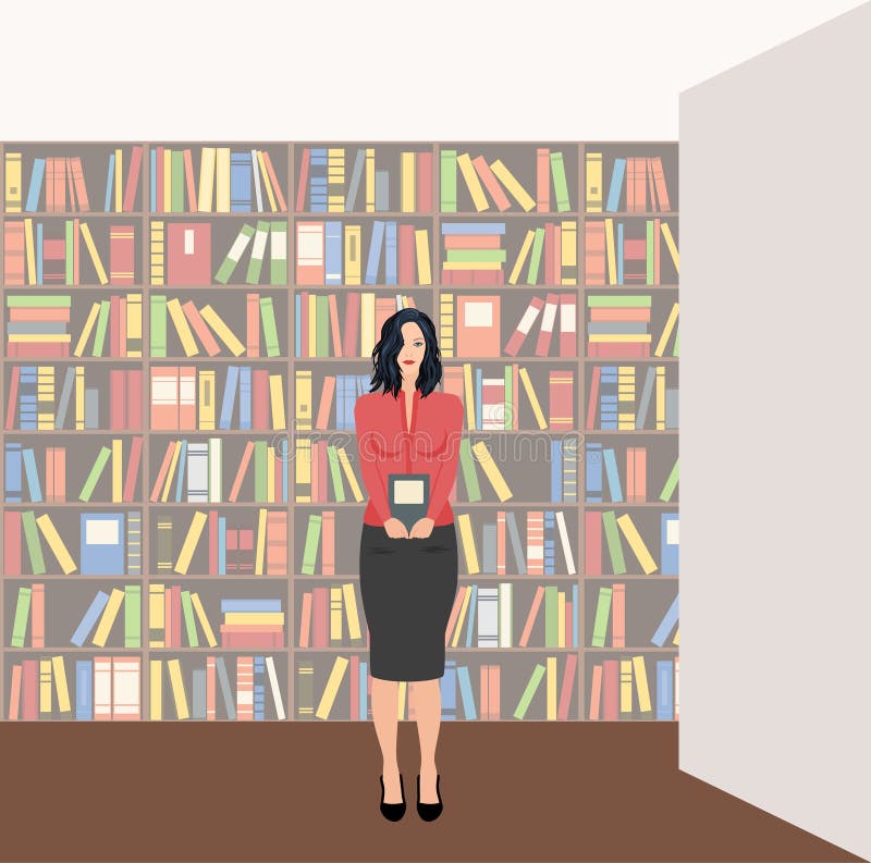 Female Librarian at Service Desk Banner, Education, School, Study and ...