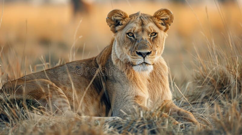 Female Lion Lying in the Shade Alone. Generative Ai Stock Illustration ...