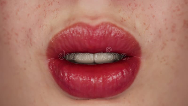 Female Lips Closeup, Studio Light, 3D Render Stock Video - Video of ...