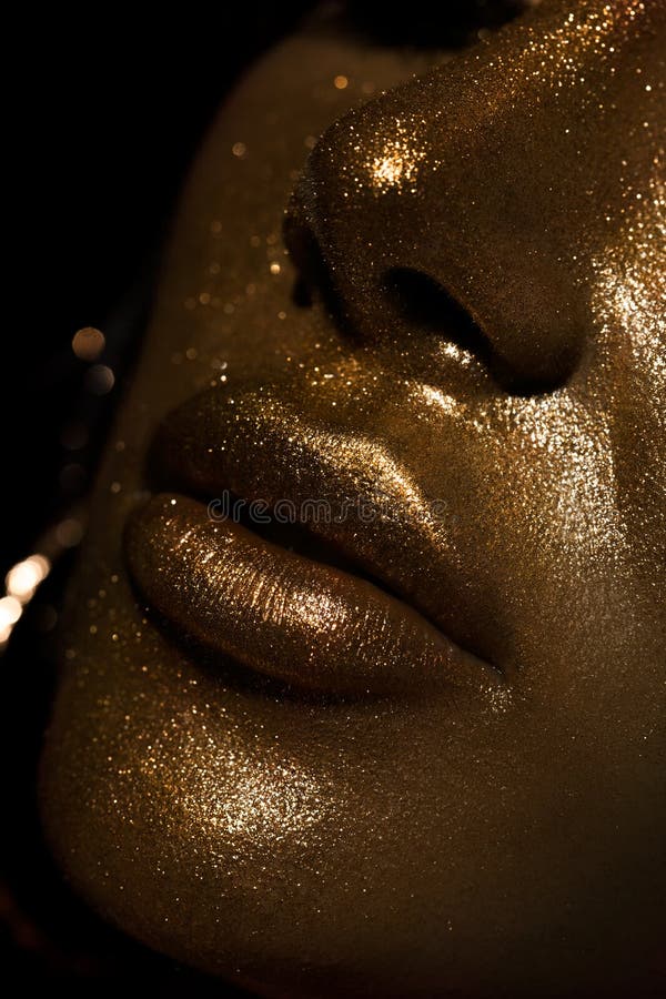Female lips stock photo. Image of glint, glossy, golden - 53309230