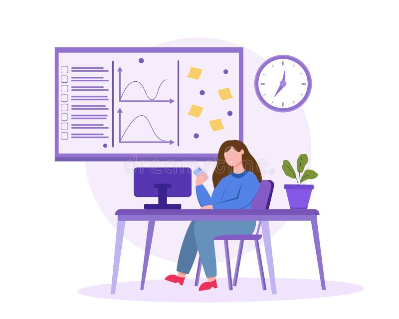 Female Looking at Smartphone, Resting after Work in Office. Work in ...