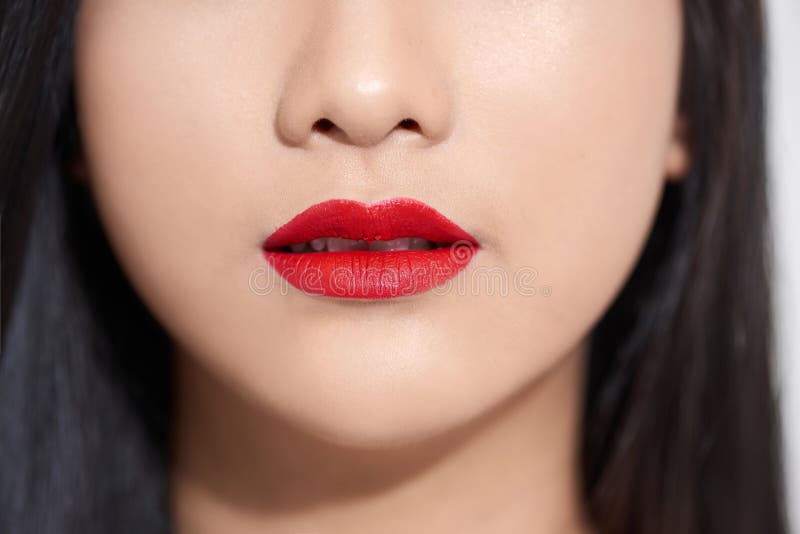 Lower Face of a Senior Woman with Lips Ajar Stock Photo - Image of ...