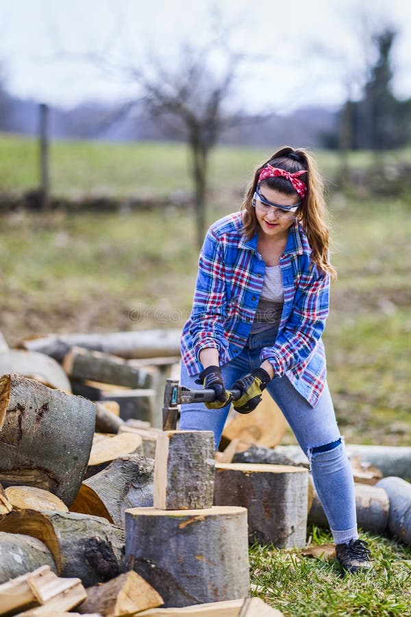 Female Lumber Breaks Beech Logs Stock Photo - Image of natural, female ...