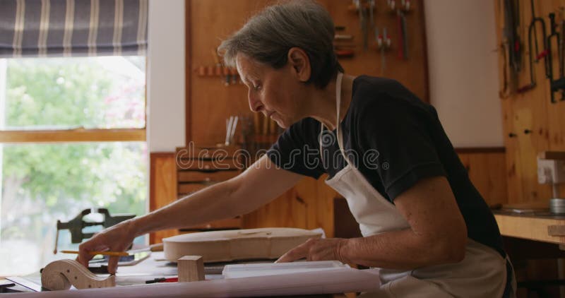 Female Luthier at Work in Her Workshop Stock Footage - Video of ...