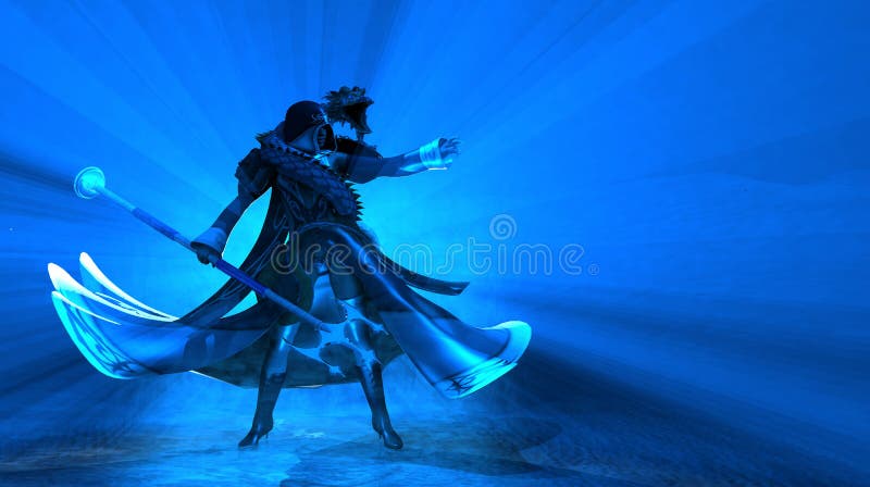 Female mage casts spell stock illustration. Illustration of detail ...