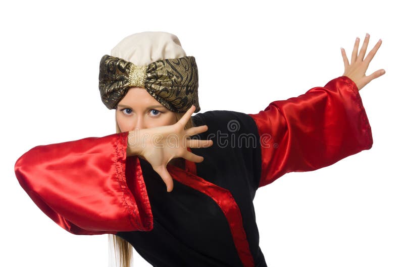 Female Magician Isolated on the White Stock Photo - Image of cloth ...
