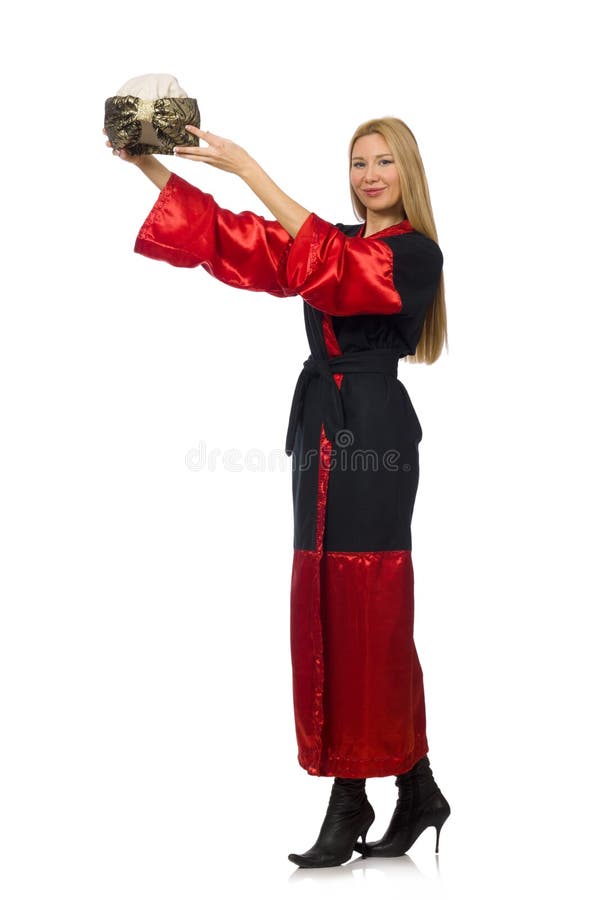 Female Magician Isolated on the White Stock Image - Image of magician ...