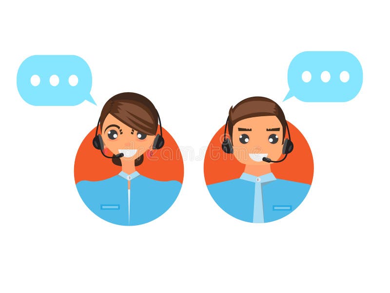 Female and Mal Call Centre Operator with Headset Stock Vector ...