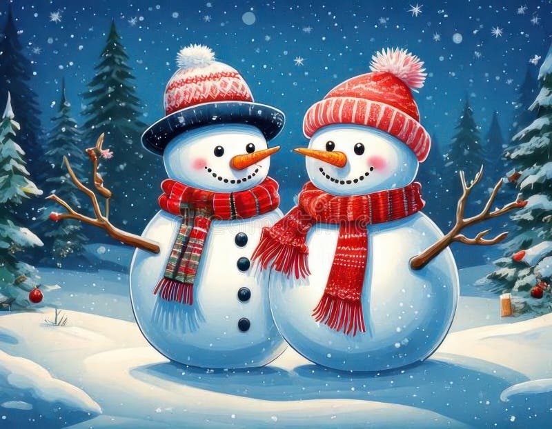 A Female and Male Snowman at 12-11-2024 Stock Illustration ...