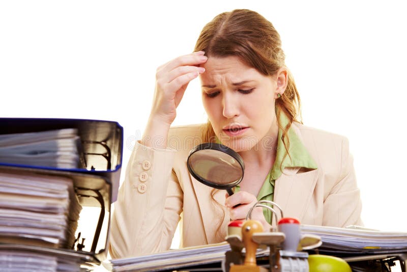 Female Manager Checking Contracts Stock Image - Image of check, head ...