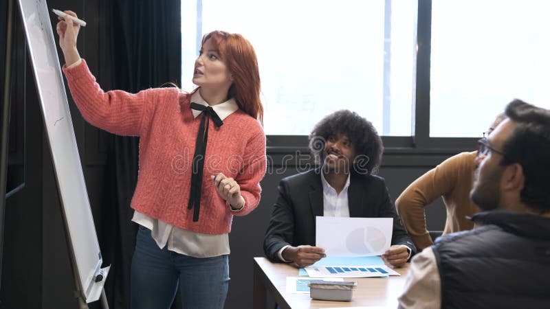 Female Manager Explaining Plan To Colleagues Stock Video - Video of ...