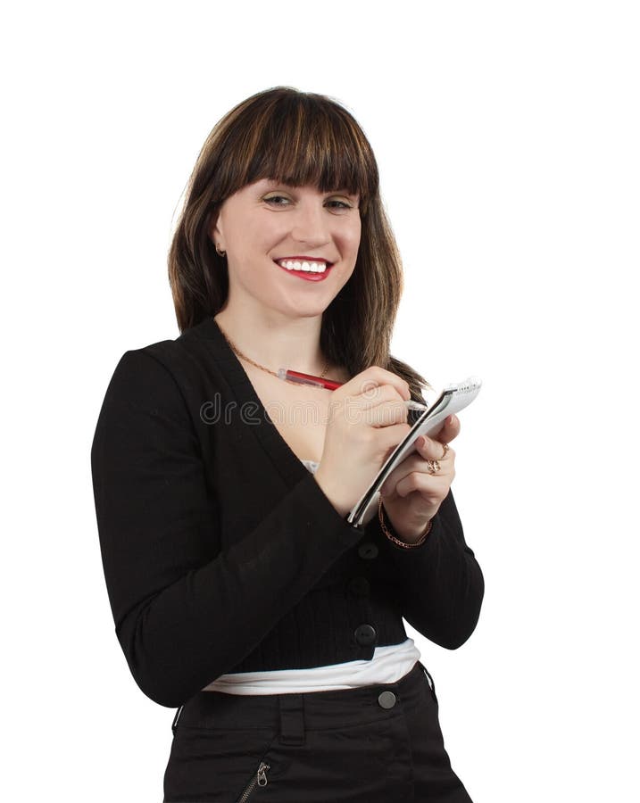 Female Manager Writing on a Notebook Stock Photo - Image of girl, paper ...