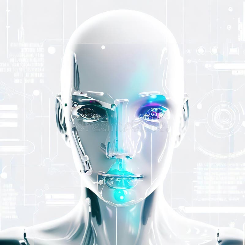 Sci-Fi Futuristic Female Cyborg Face Mechanism 3D Conceptual Art ...