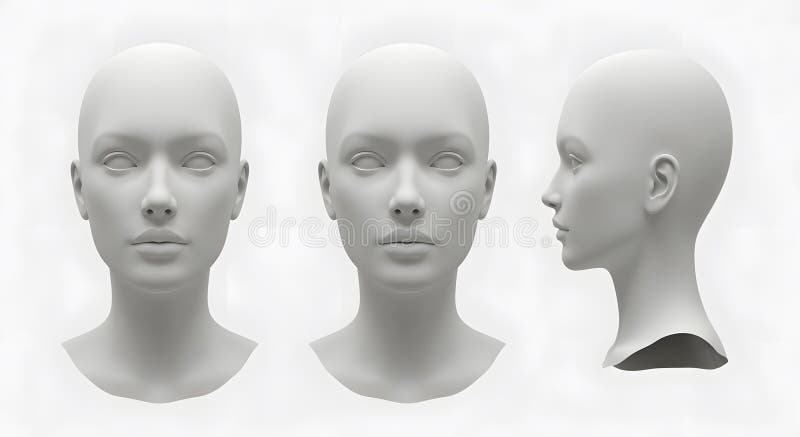 Female Mannequin Head 3d Model Views for Design Stock Illustration ...