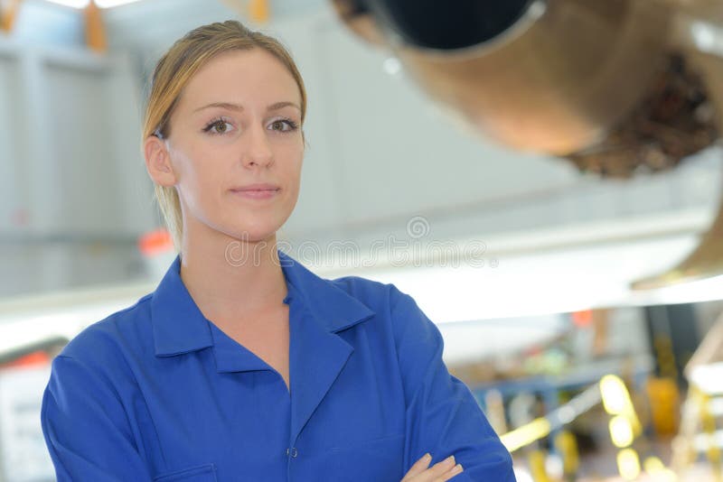 Female Mechanic at Repair Garage Stock Image - Image of work, coveralls ...