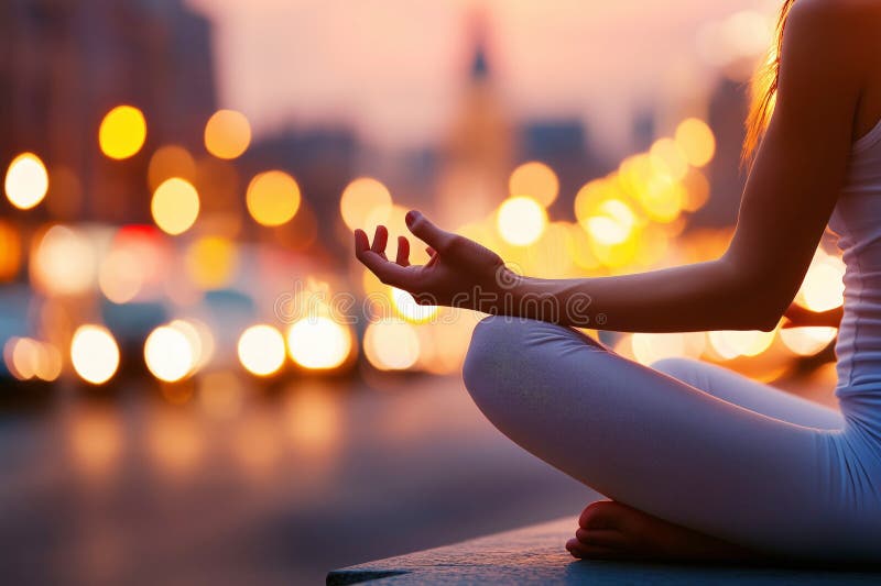 A Female Meditator in Lotus Pose, Reflecting on Mindfulness in a ...