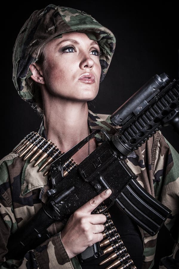 Female Military Soldier stock photo. Image of woman, rifle - 95228496