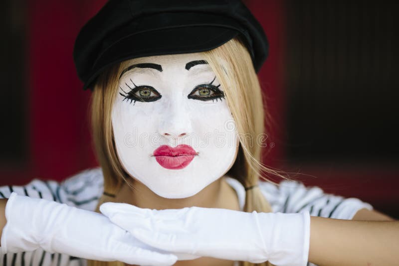 Sad Mime Pierrot with a Mask Stock Image - Image of artistic, love ...