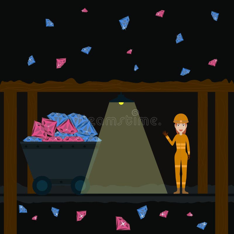 Female Miner Flat Style Mining Vector Illustration Graphic Stock Vector ...