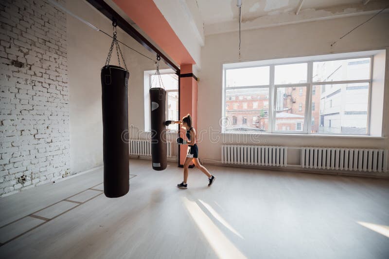 Female MMA Fighter Training Punches Technique Stock Image - Image of ...